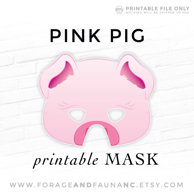 Pink Pig Printable Animal Mask Halloween Party Mask Chinese - Etsy