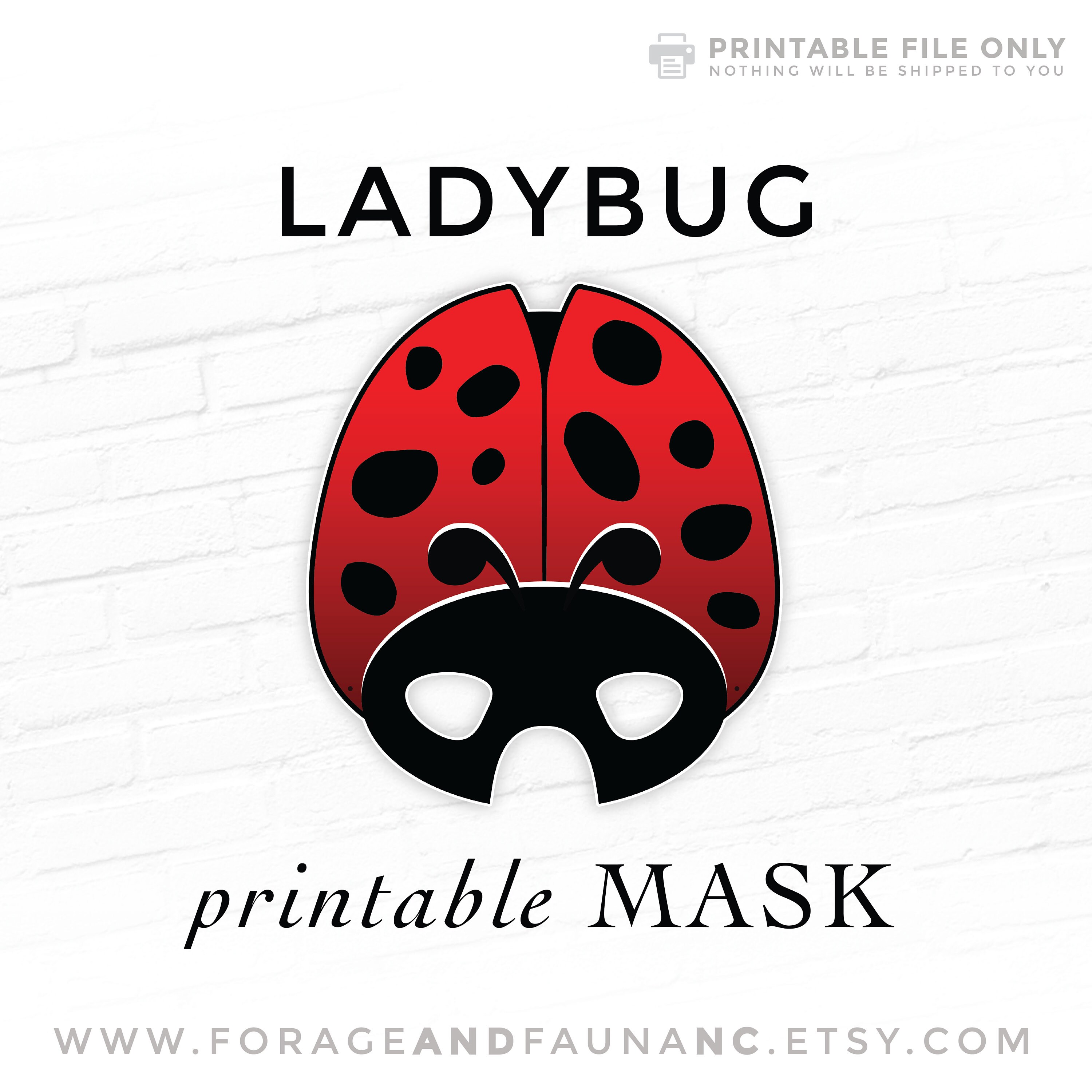 Ladybug Printable Insect Mask Ladybird Red Beetle Printable Costume ...