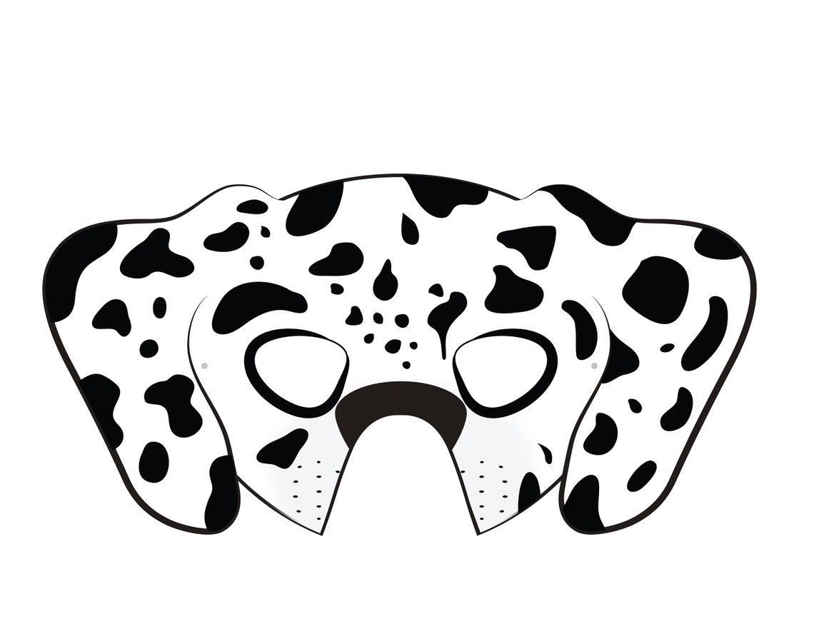 Dalmatian Printable Dog Animal Mask Doggo Puppy Mask Black - Etsy