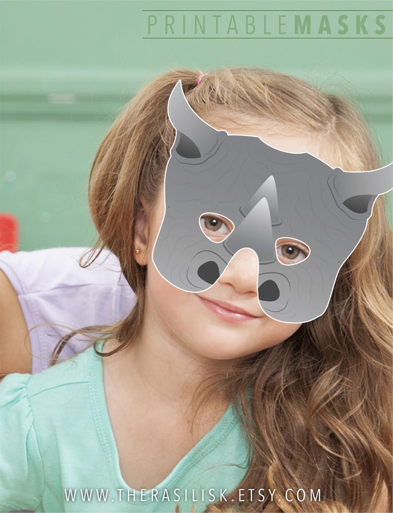 Printable Mask Rhino Mask Rhinoceros Mask Halloween Mask - Etsy