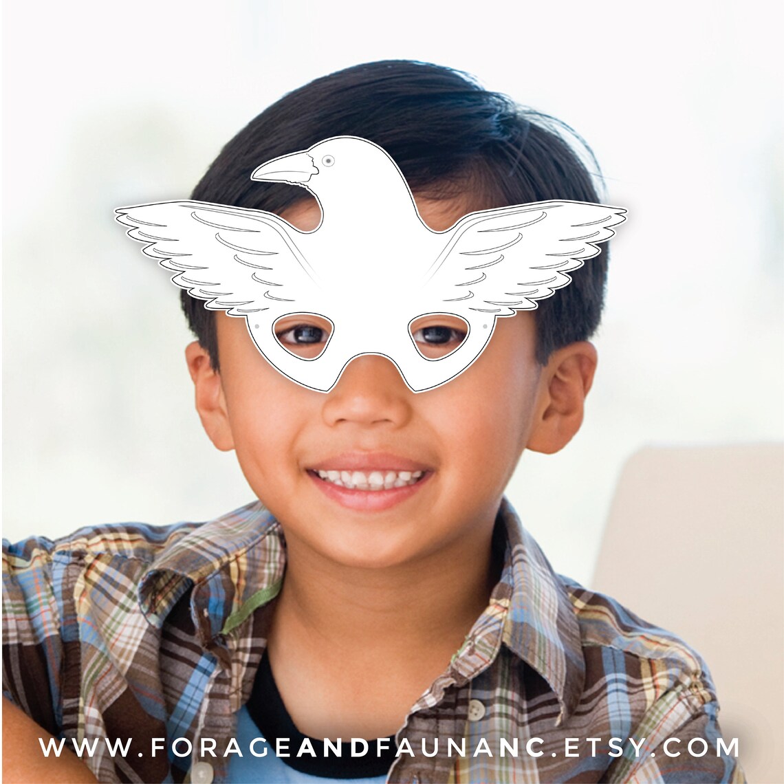 Coloring Fun Crow Raven Printable Mask Activity Black Bird | Etsy