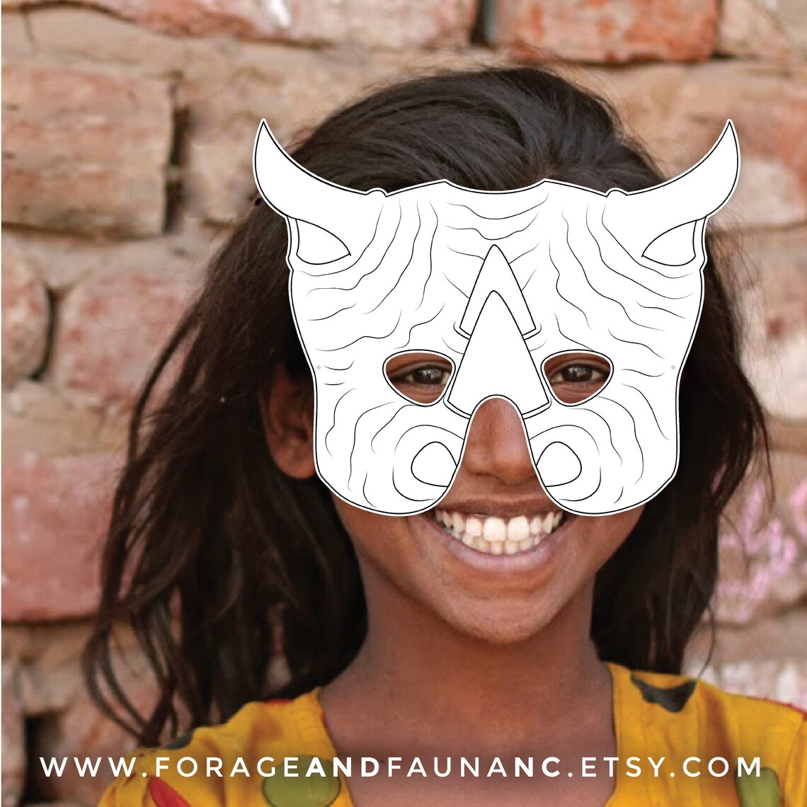 Color Your Own Rhino Mask Rhinoceros Printable Animal Mask | Etsy