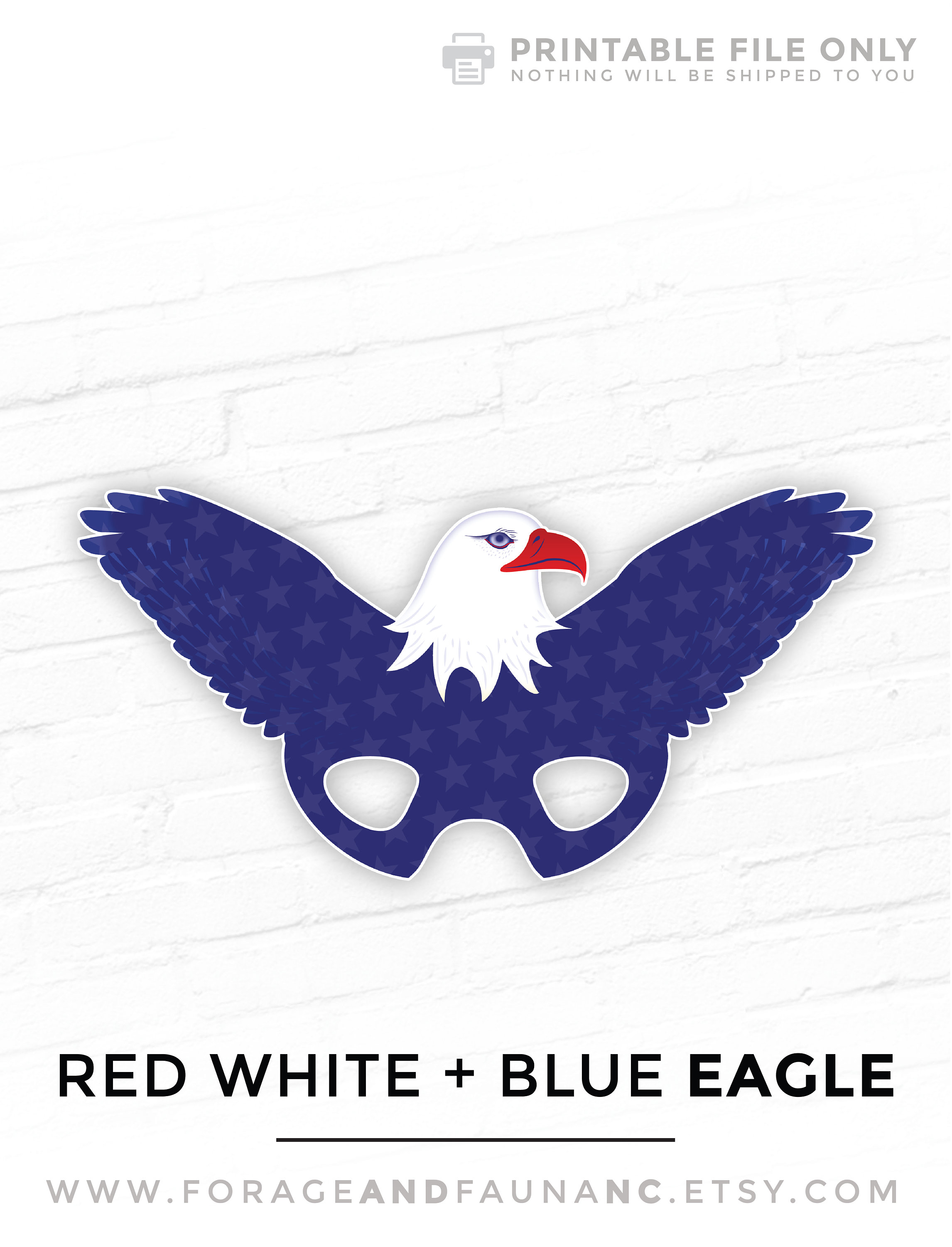 Patriotic 4th of July Red White & Blue Bald Eagle Mask Printable ...