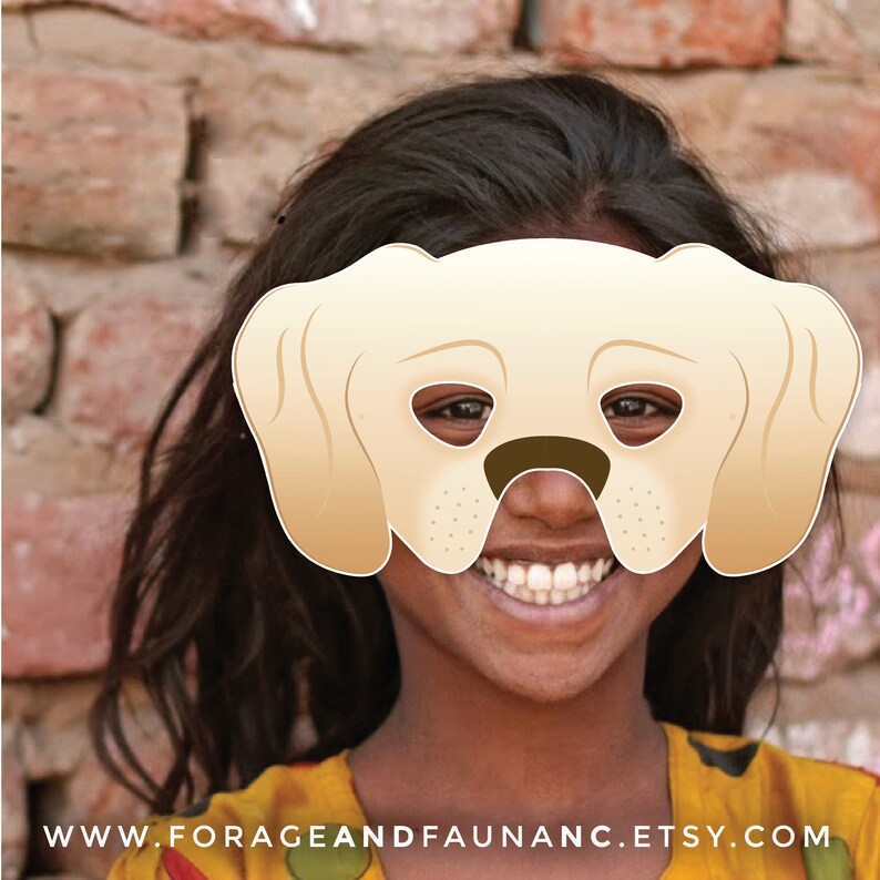 Yellow Labrador Printable Dog Mask Costume Tan Dog Halloween - Etsy