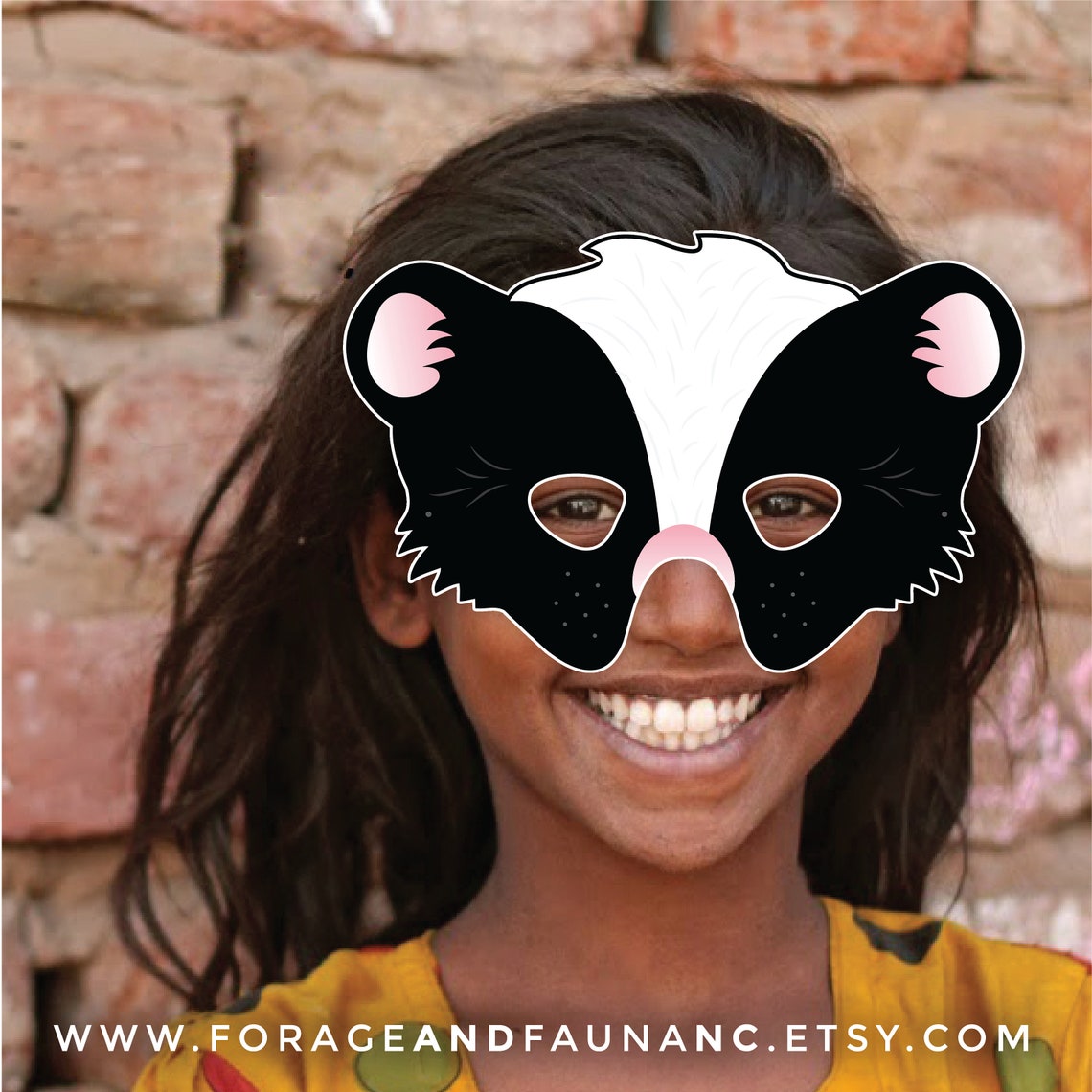 Skunk Printable Mask Animal Halloween Party Costume Masks - Etsy