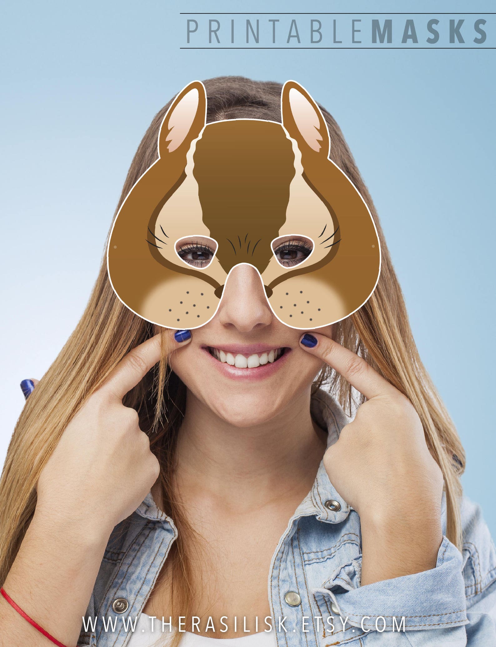 Printable Mask Halloween Animal Mask Chipmunk Mask Alvin - Etsy