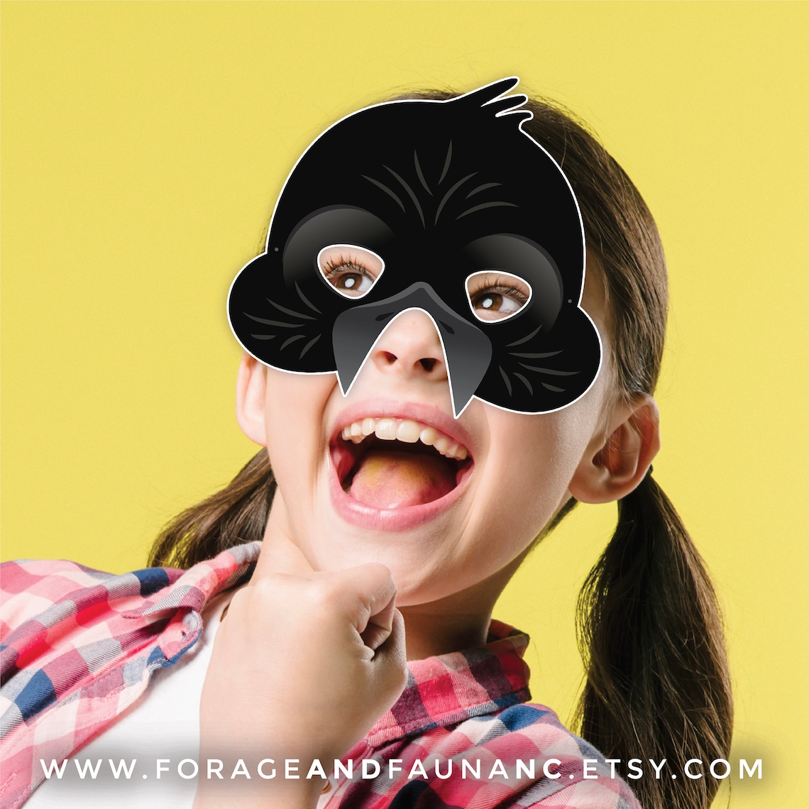 Black Bird Printable Mask Costume Blackbird Cowbird Crow Raven Grackle ...