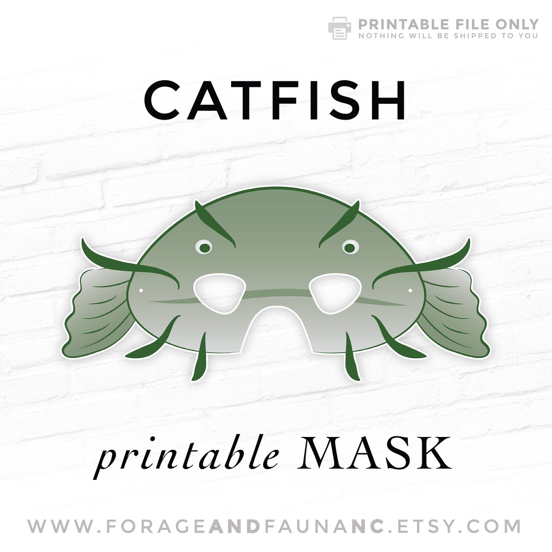 Catfish Mask, Printable Fish Mask, Printable Catfish Mask, Fisherman ...