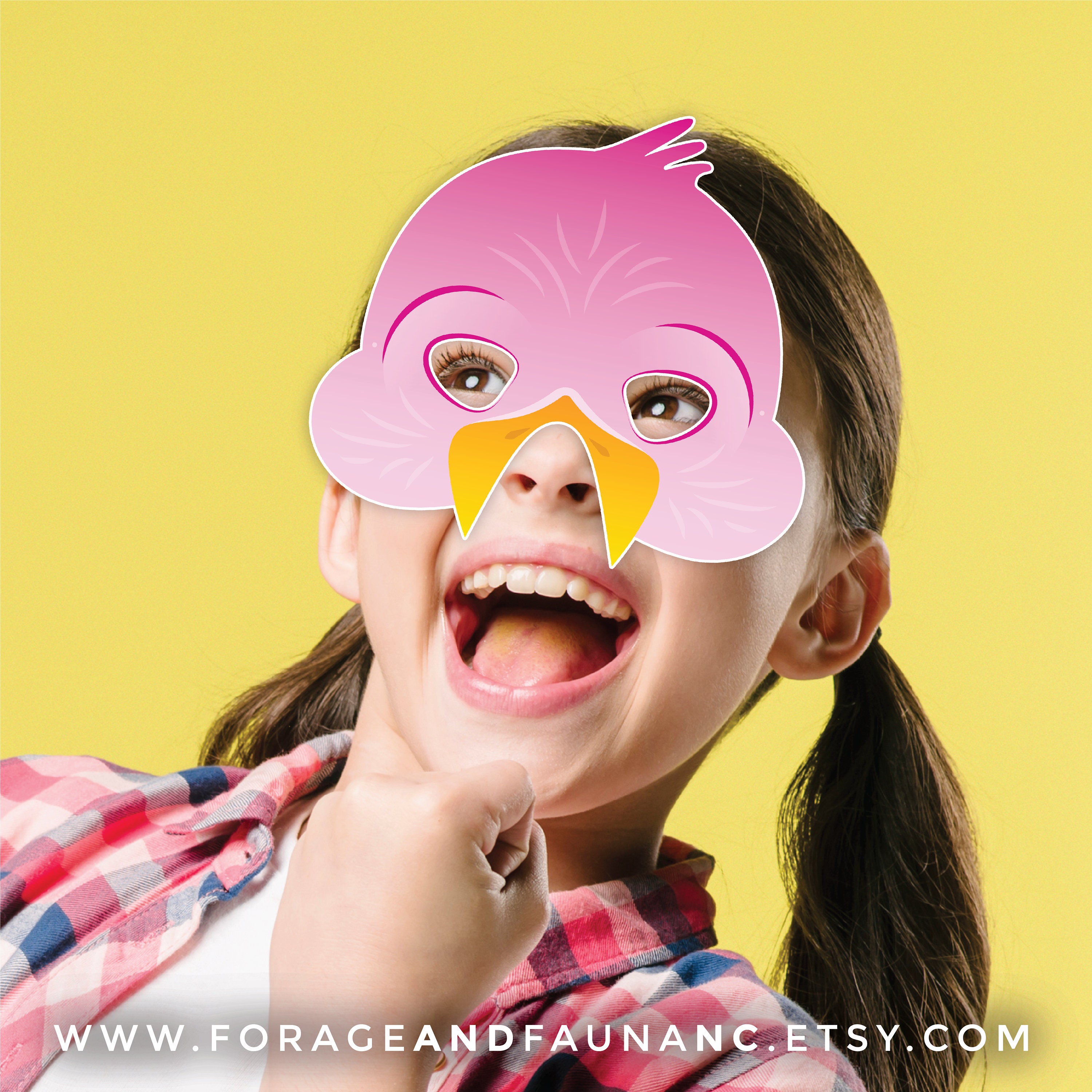 Pink Bird Printable Mask Costume Pink Headed Warbler Fruit Dove Finch ...
