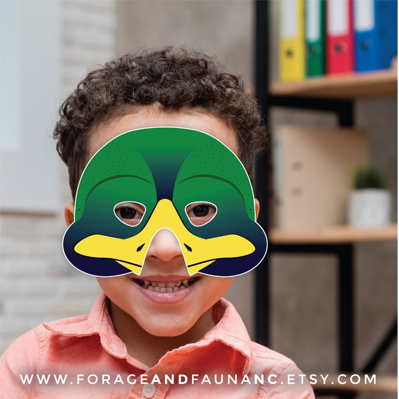 Green Mallard Duck Printable Bird Mask Halloween Emerald Cayuga Brewers ...