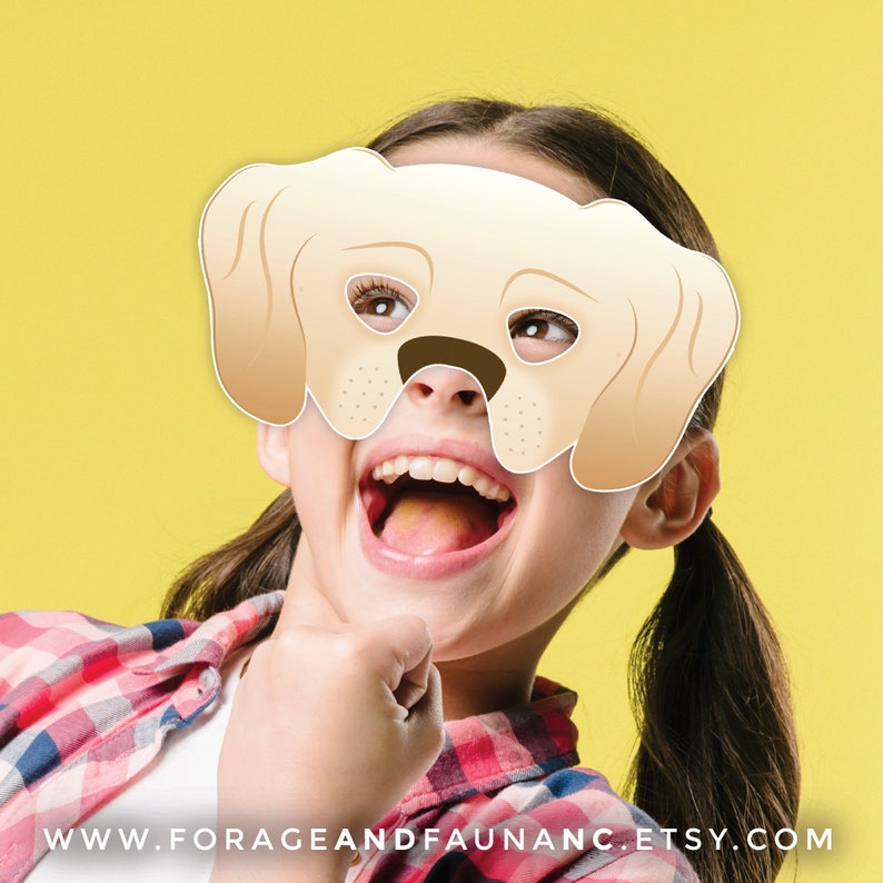 Yellow Labrador Printable Dog Mask Costume Tan Dog Halloween - Etsy