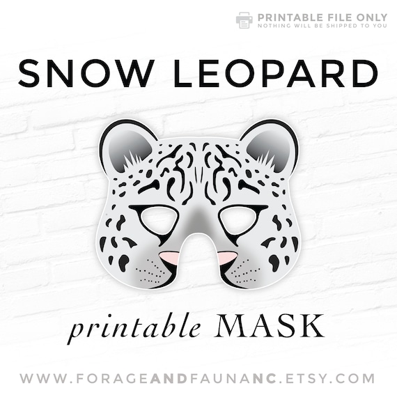Snow Leopard Printable Mask White Leopard Animal Masks - Etsy Canada