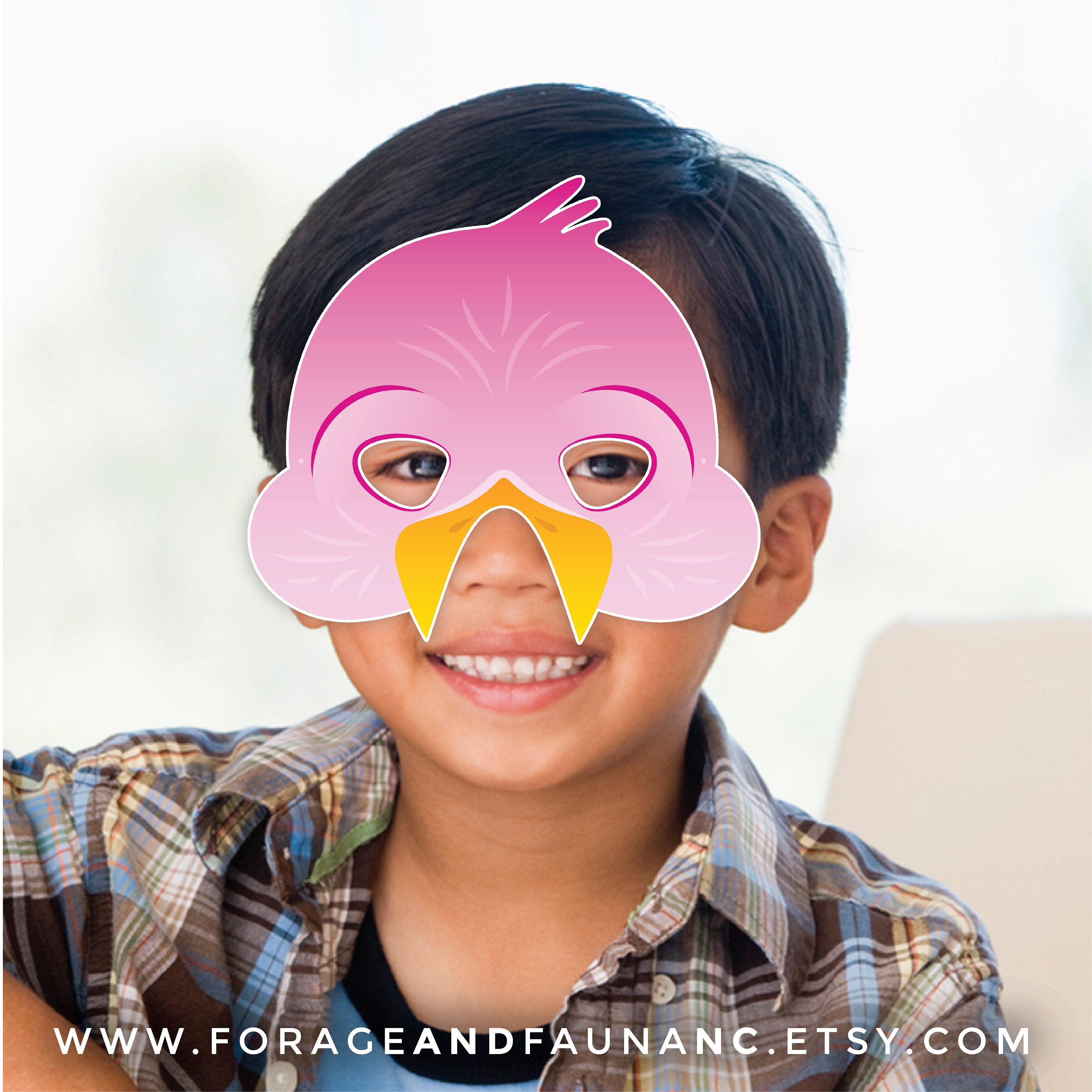 Pink Bird Printable Mask Costume Pink Headed Warbler Fruit Dove Finch ...