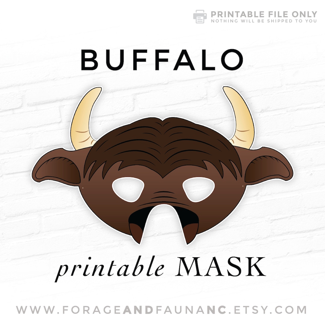 Buffalo Printable Mask Bison Mask Printable Animal Mask Halloween Party ...