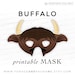 Buffalo Printable Mask Bison Mask Printable Animal Mask Halloween Party ...