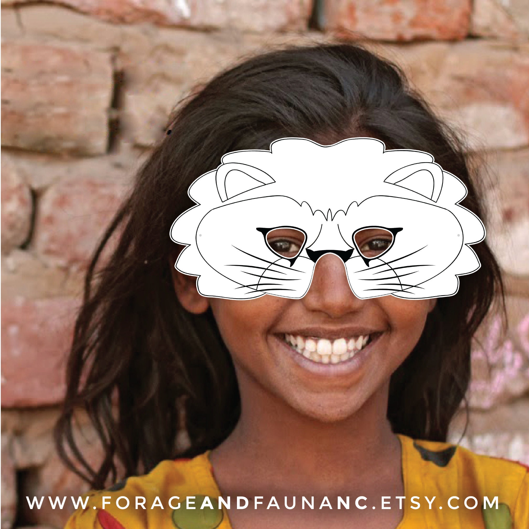 Lion Mask Printable Halloween Mask Coloring Book Page Birthday - Etsy