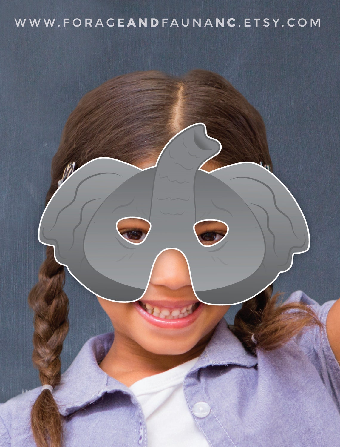 Elephant Printable Halloween Mask Costume Kids Childrens - Etsy