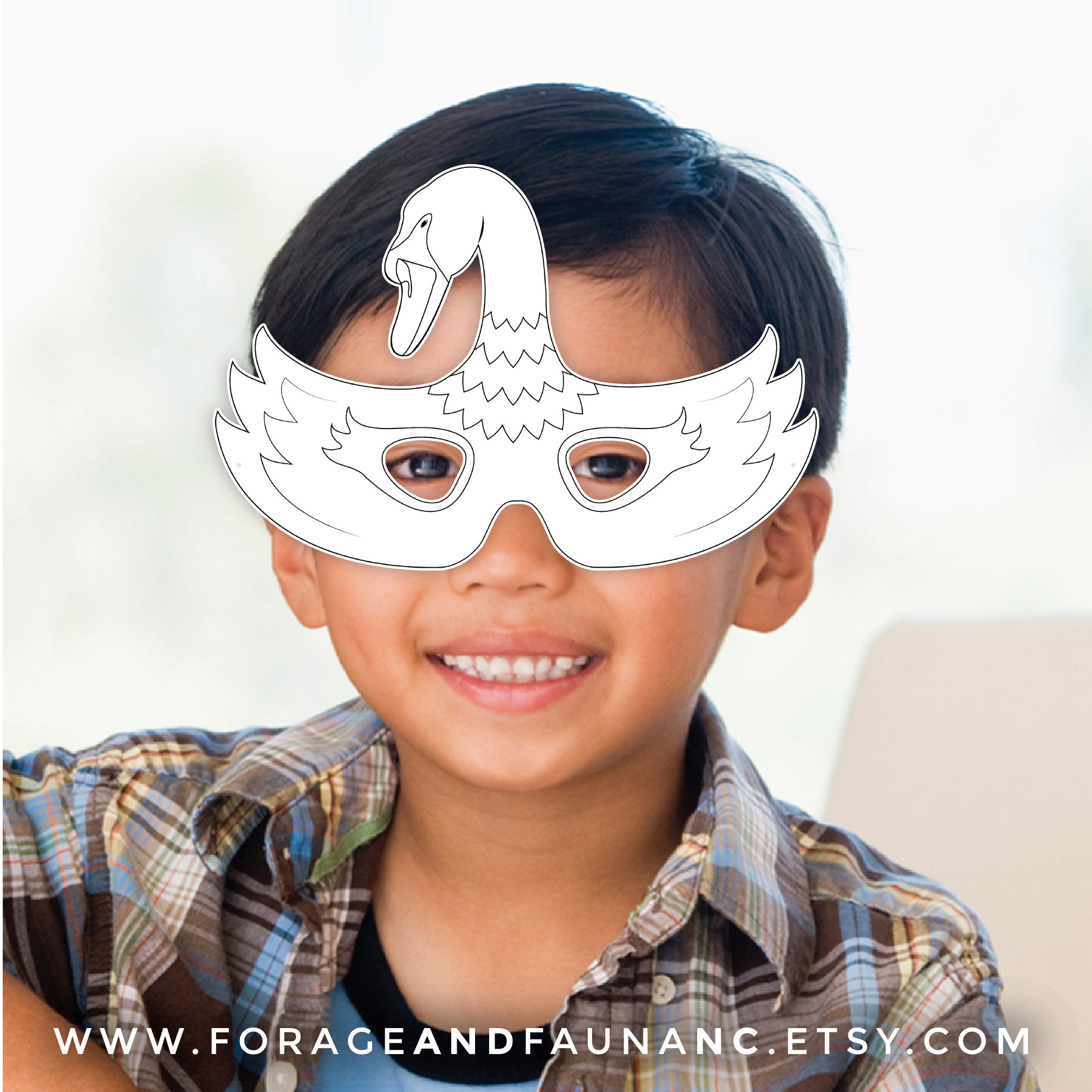 Printable Swan Coloring Activity Mask for Kids White Goose - Etsy