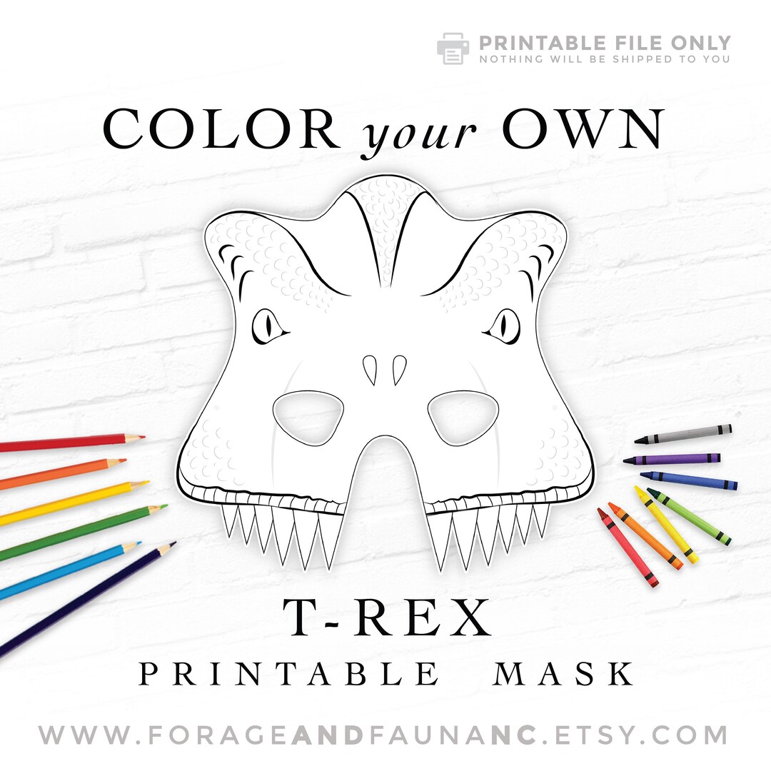 Tyrannosaurus Rex Dinosaur COLORING Printable Fossil Mask Halloween ...