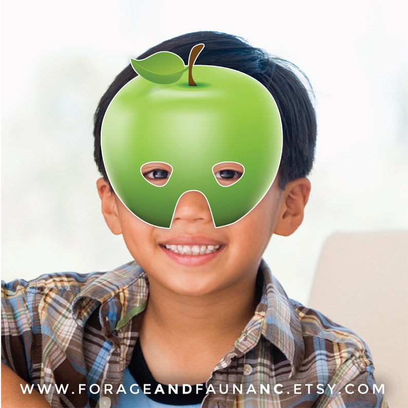 Green Apple Printable Party Mask Fruit Mask Party Play Props | Etsy