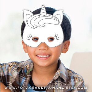 Unicorn Coloring Printable Mask Fun Activity Cosplay Mythical Animal ...