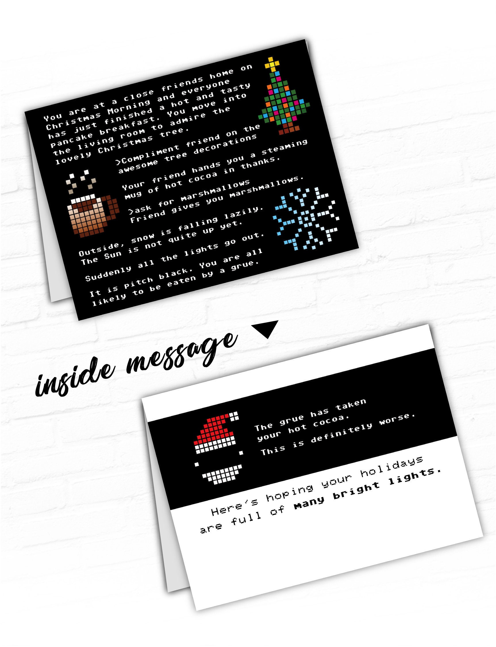 Pixel Art Printable Christmas Cards Set of 3 Fun Christmas Nerdy Xmas ...