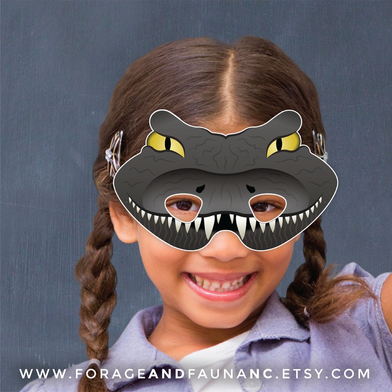 Alligator Printable Animal Mask Reptile Dinosaur Birthday Halloween ...