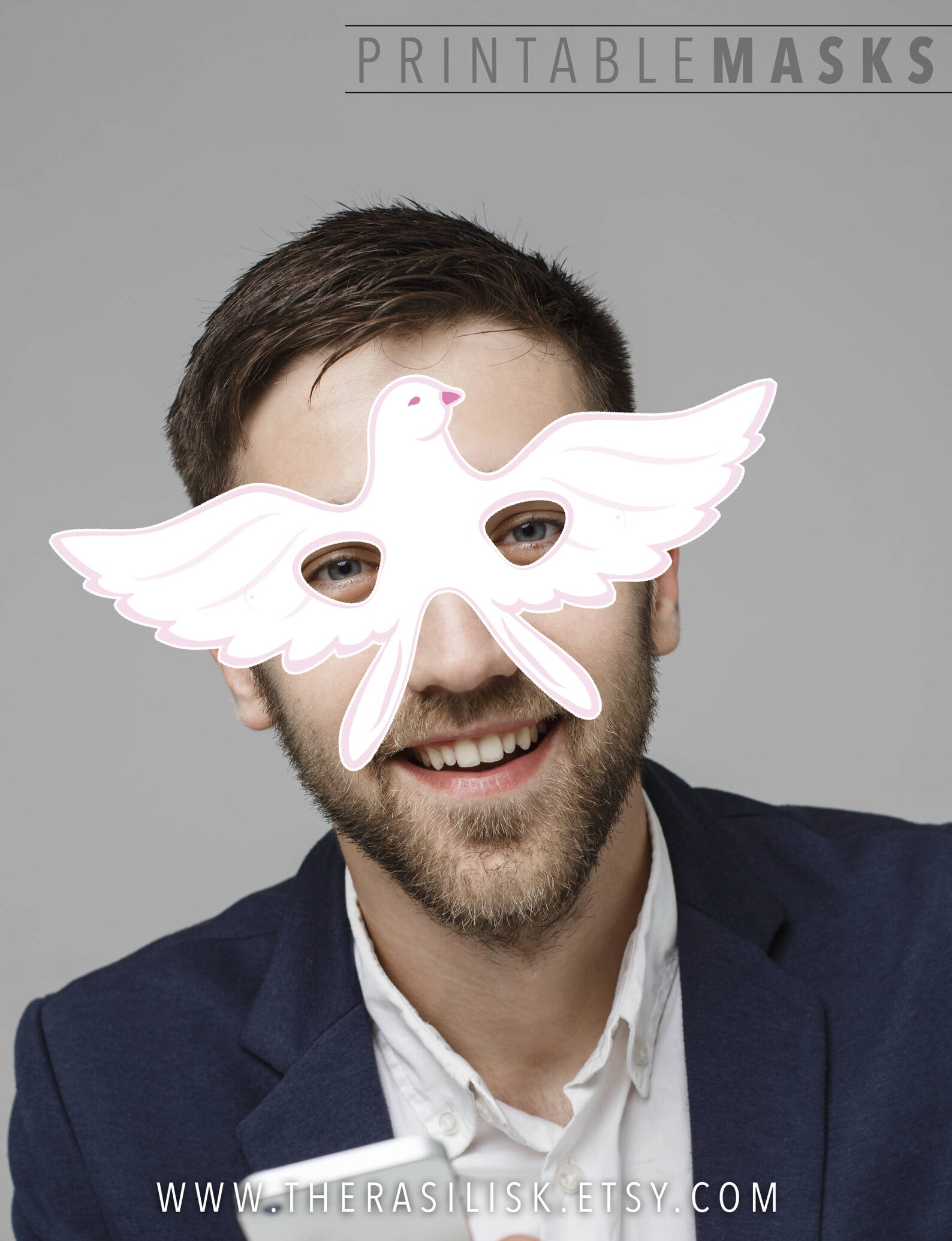 Dove Printable Mask Pink Dove Mask White Pigeon Mask | Etsy