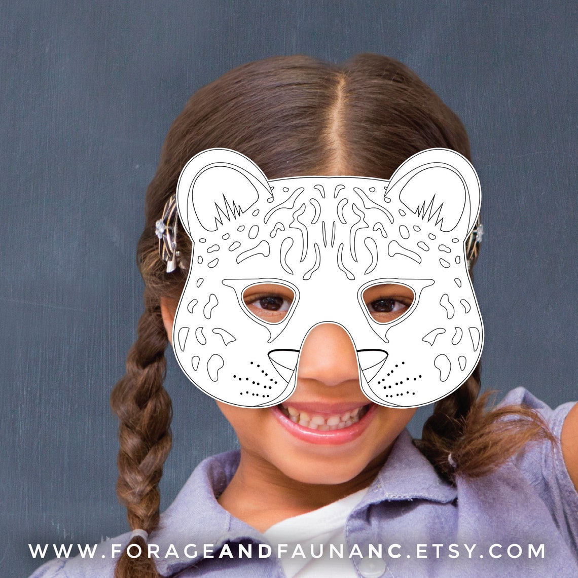 Leopard Coloring Mask Printable Halloween Big Cat Coloring - Etsy