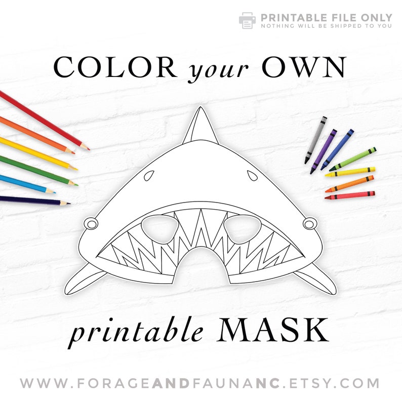Coloring Book Activity Shark Mask Printable Great White Shark Coloring ...