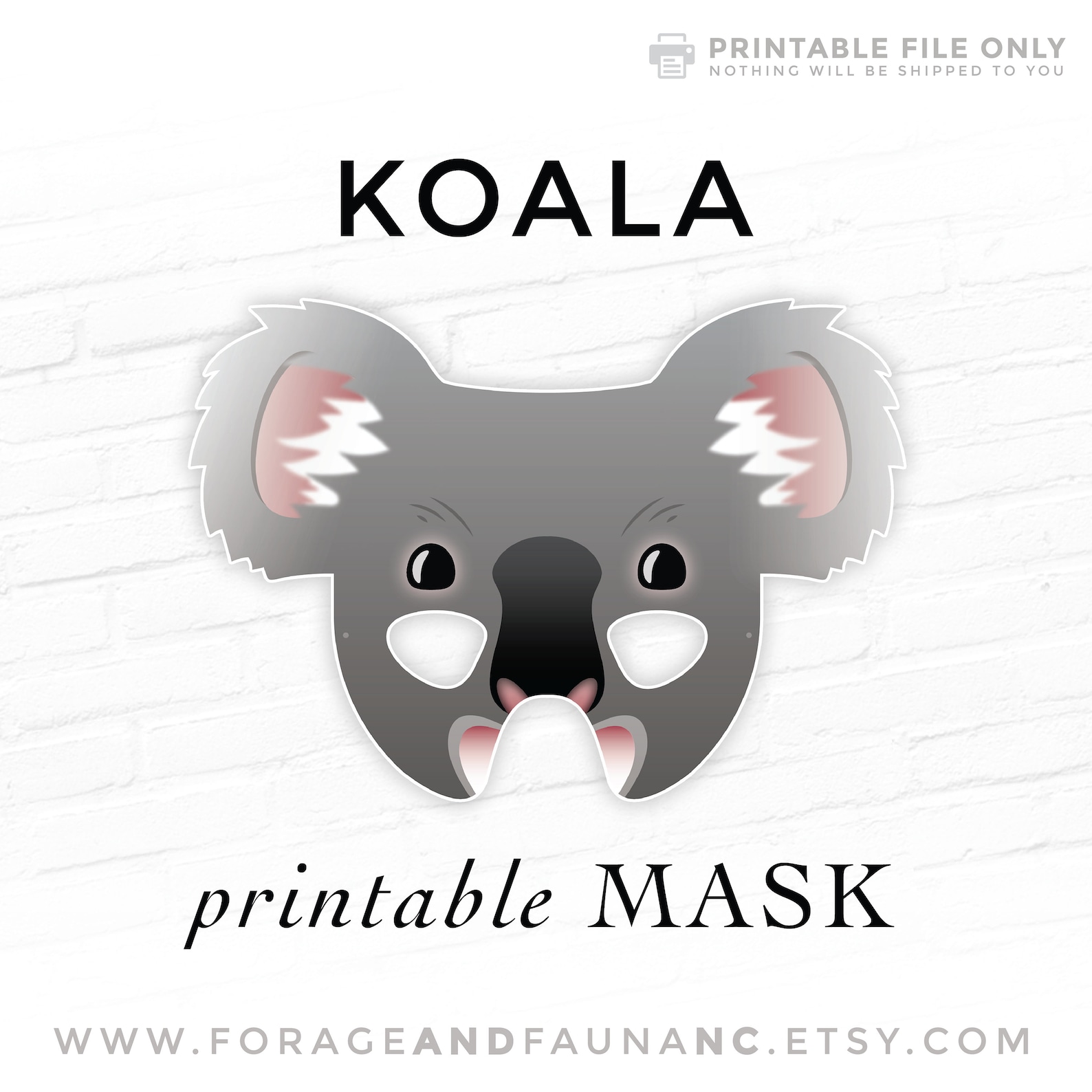 Koala Printable Australia Animal Mask Koala Bear Cute Masks - Etsy
