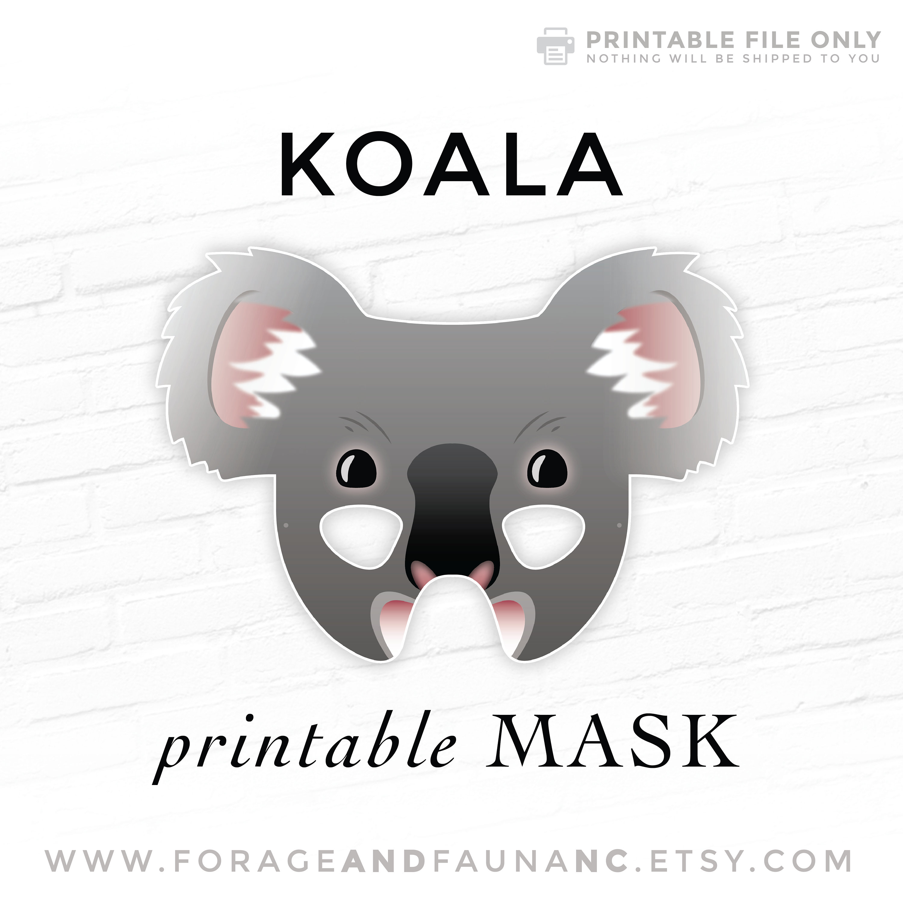 Koala Printable Australia Animal Mask Koala Bear Cute Masks for Kids ...