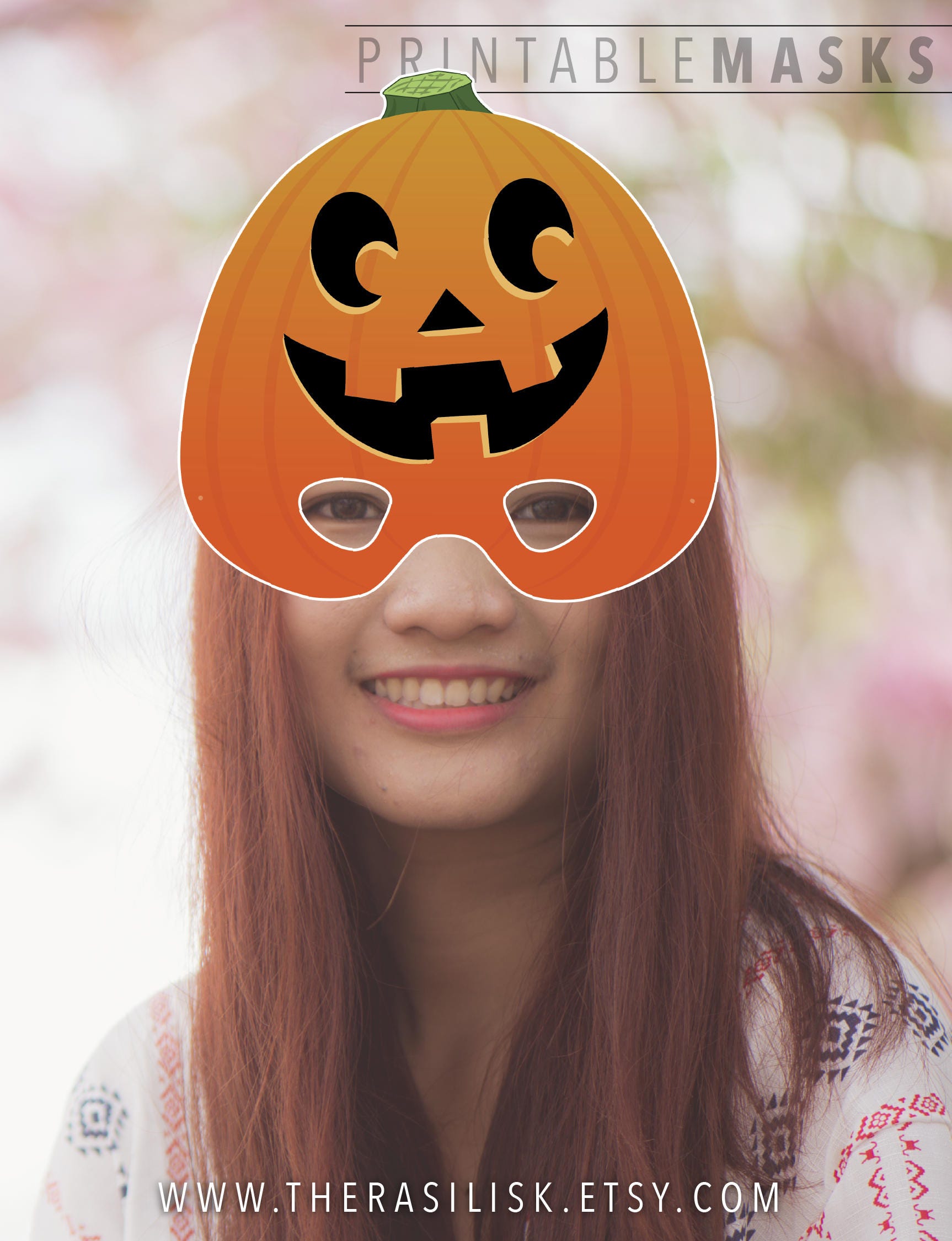 Halloween Mask Jack-O-Lantern Printable Mask Happy Pumpkin | Etsy