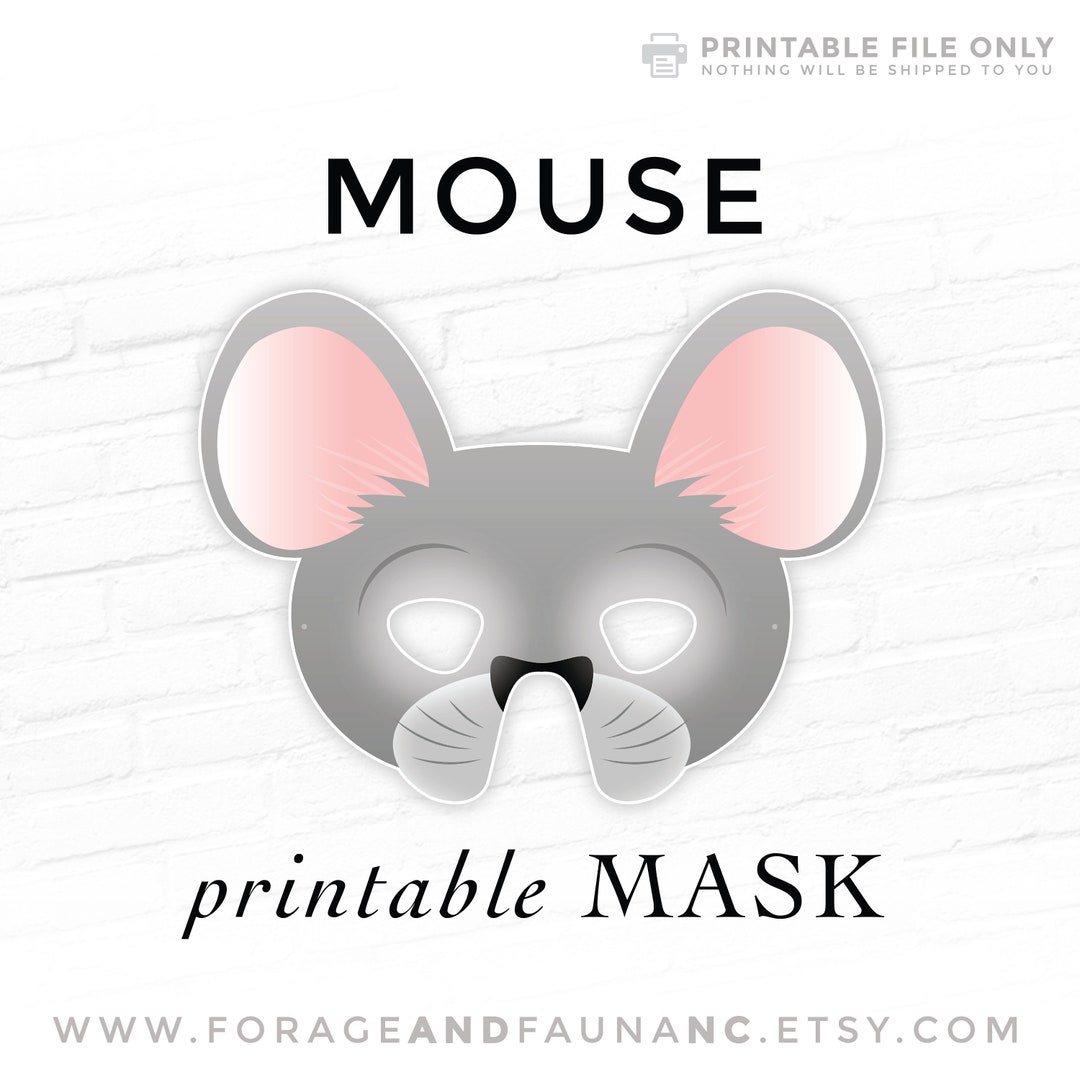 Mouse Printable Party Mask Gray Mouse Halloween Mask Party Prop Cute ...