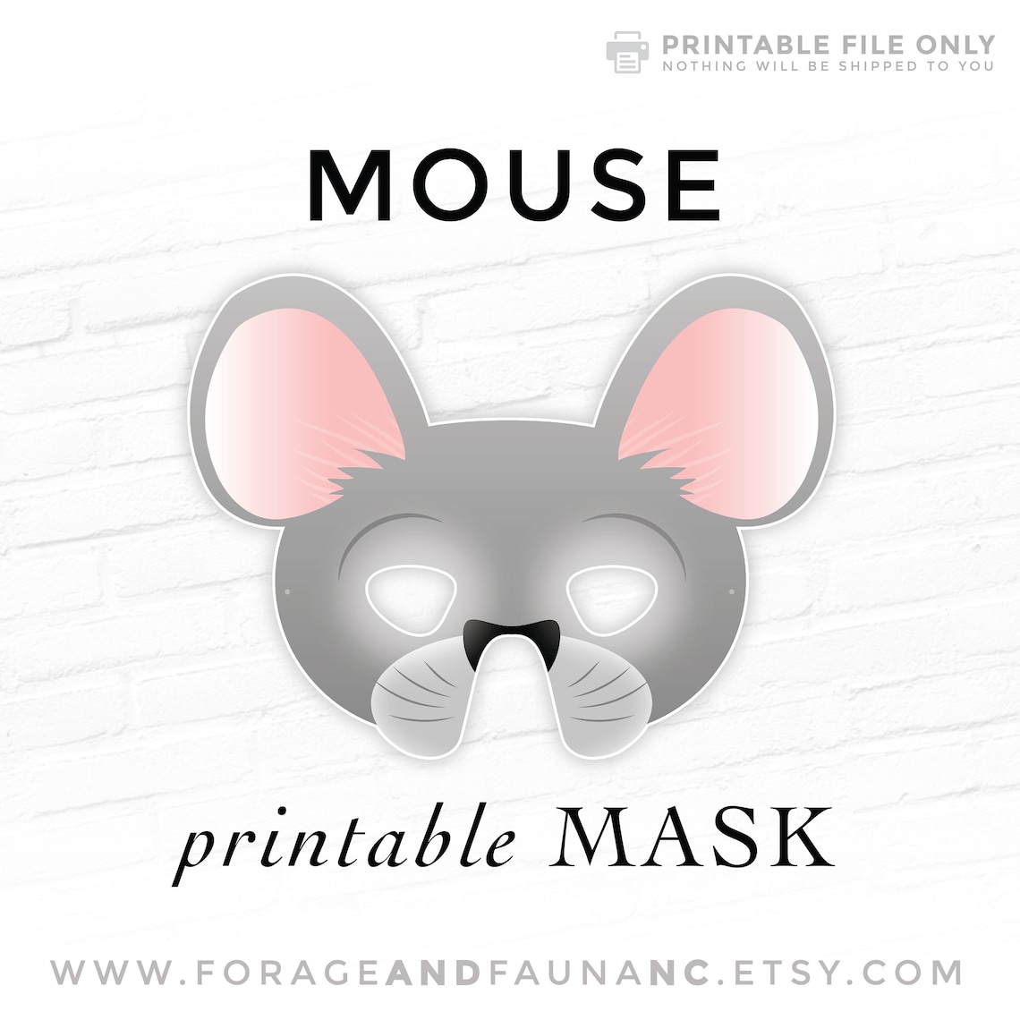 Mouse Printable Party Mask Gray Mouse Halloween Mask Party - Etsy