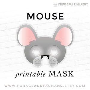 Mouse Printable Party Mask Gray Mouse Halloween Mask Party Prop Cute ...