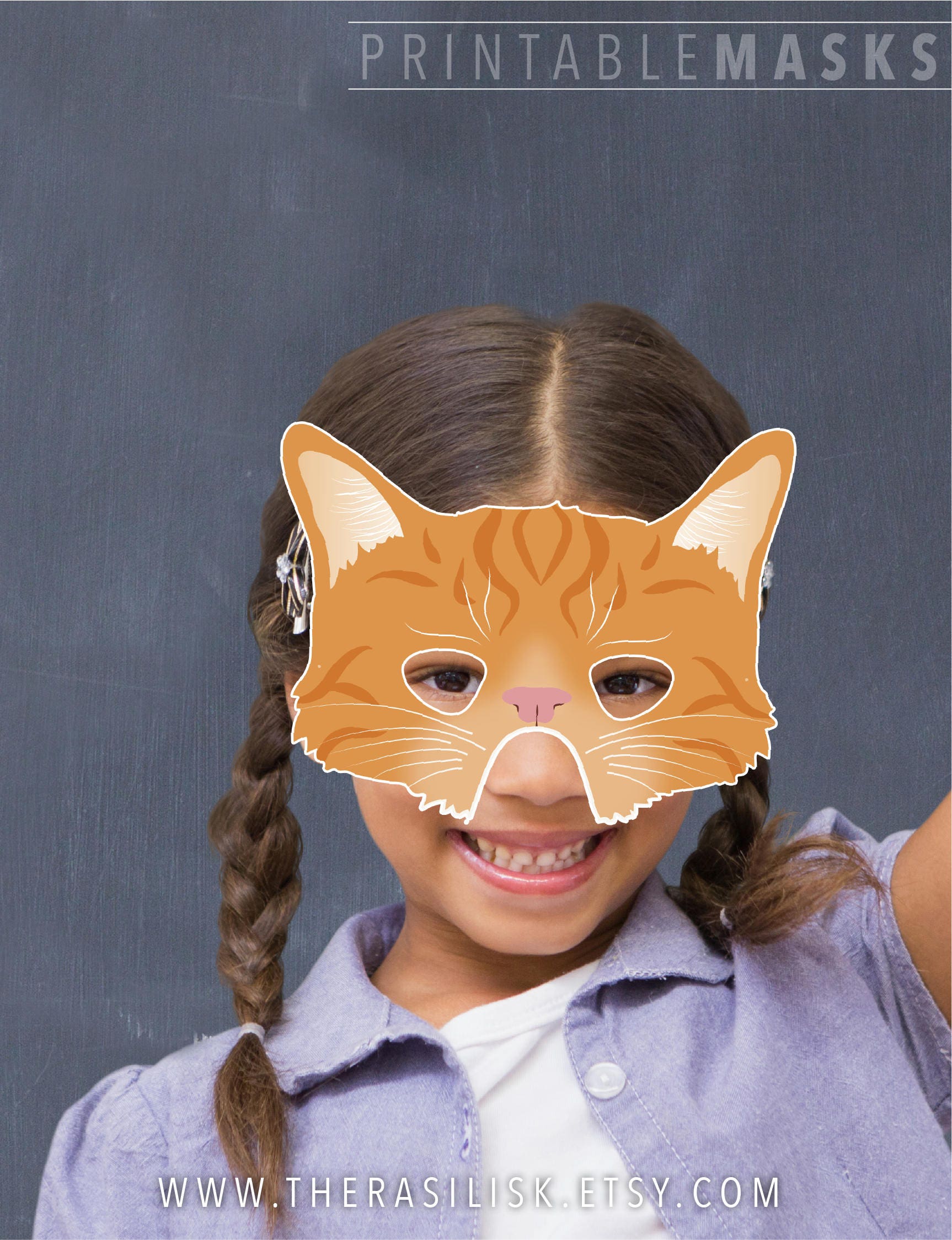 Orange Tabby Cat Mask Printable Cat Mask Kitty Kitten | Etsy