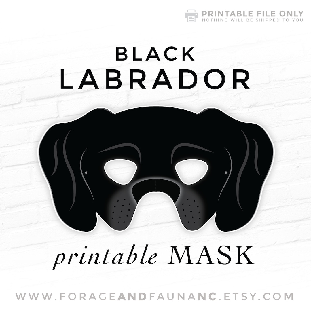 Black Labrador Great Dane Printable Dog Mask, Black Lab, Hound Mask ...