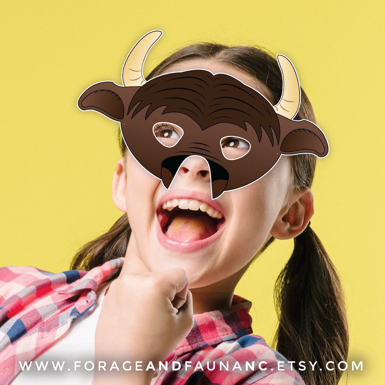 Buffalo Printable Mask Bison Mask Printable Animal Mask Halloween Party ...