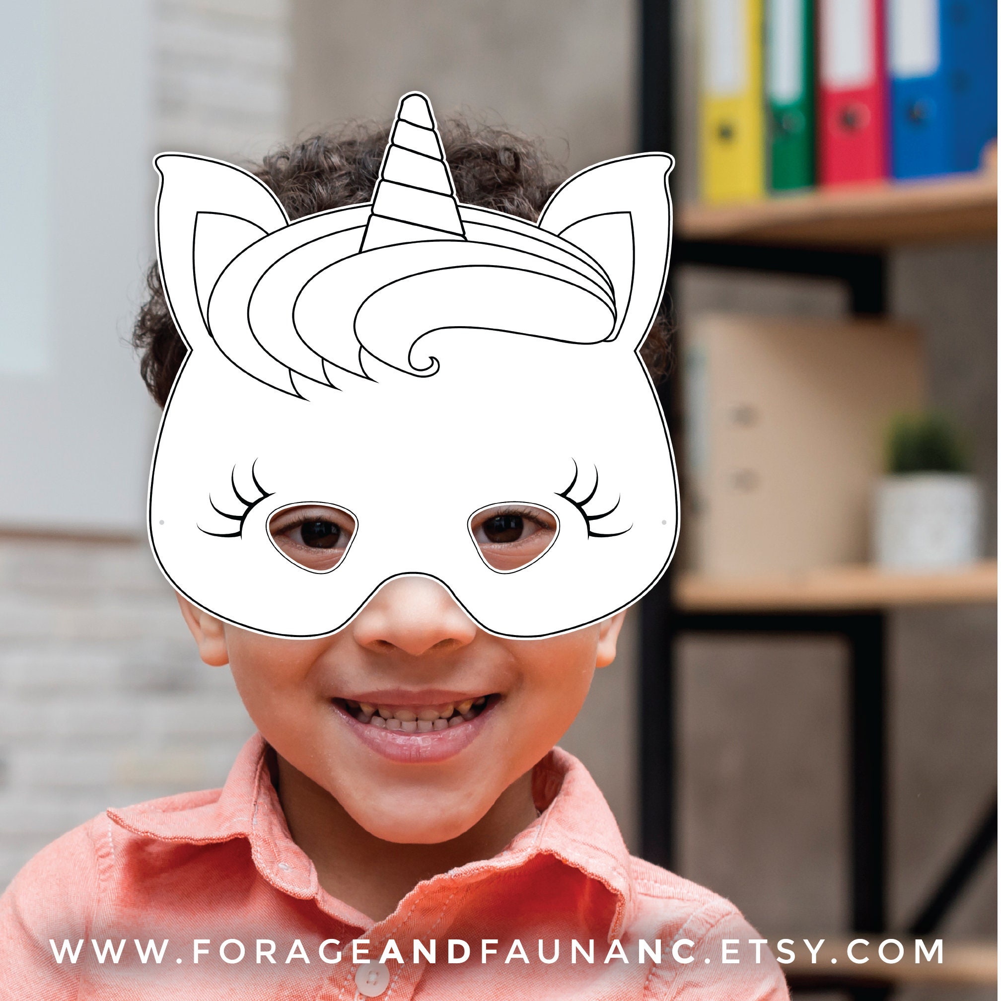 Unicorn Coloring Printable Mask Fun Activity Cosplay Mythical Animal ...