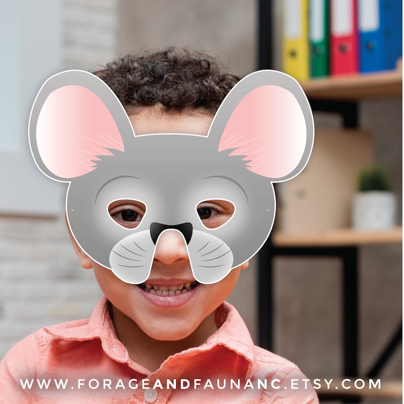Mouse Printable Party Mask Gray Mouse Halloween Mask Party Prop Cute ...