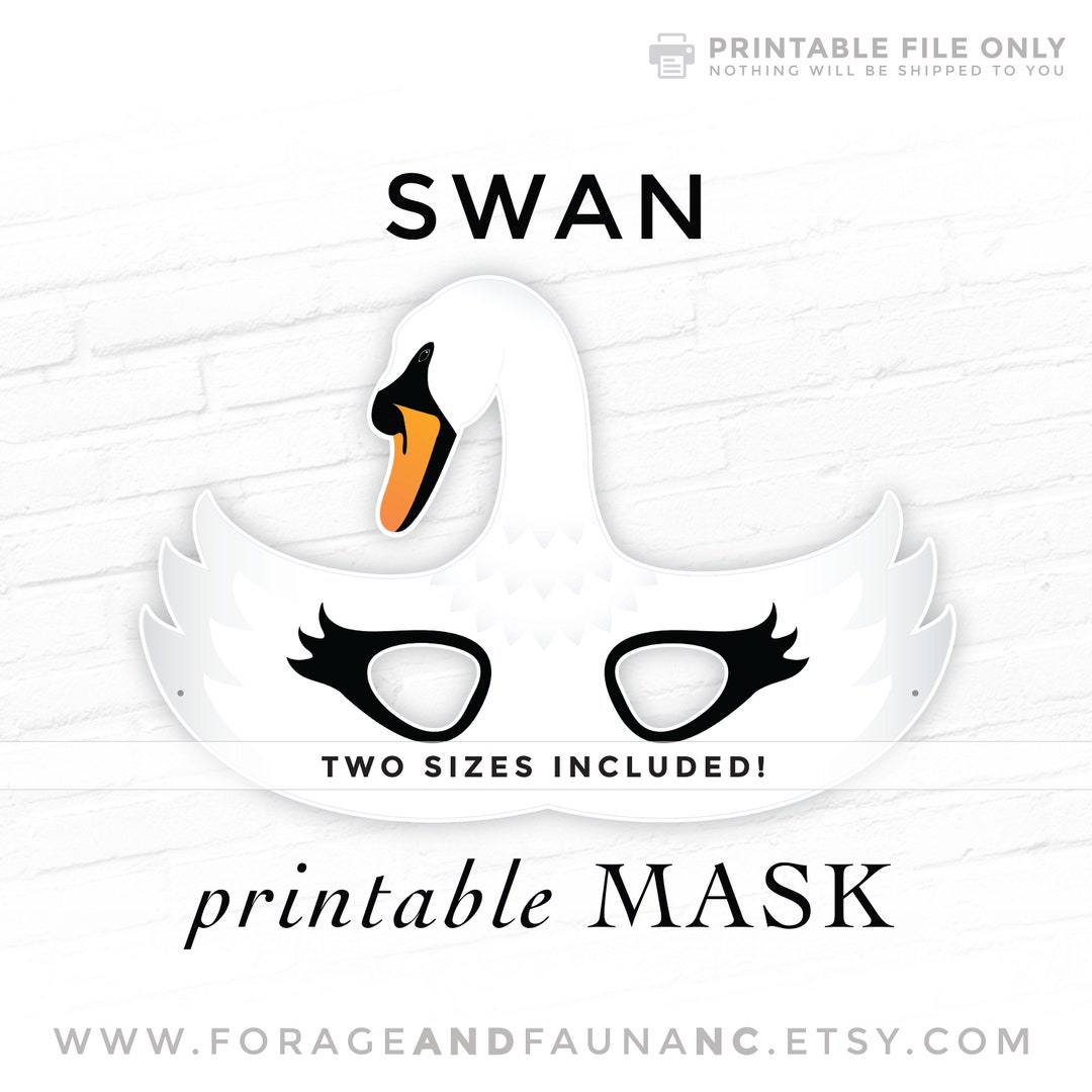 Swan Printable Bird Mask White Goose Halloween Party Costume Masquerade ...