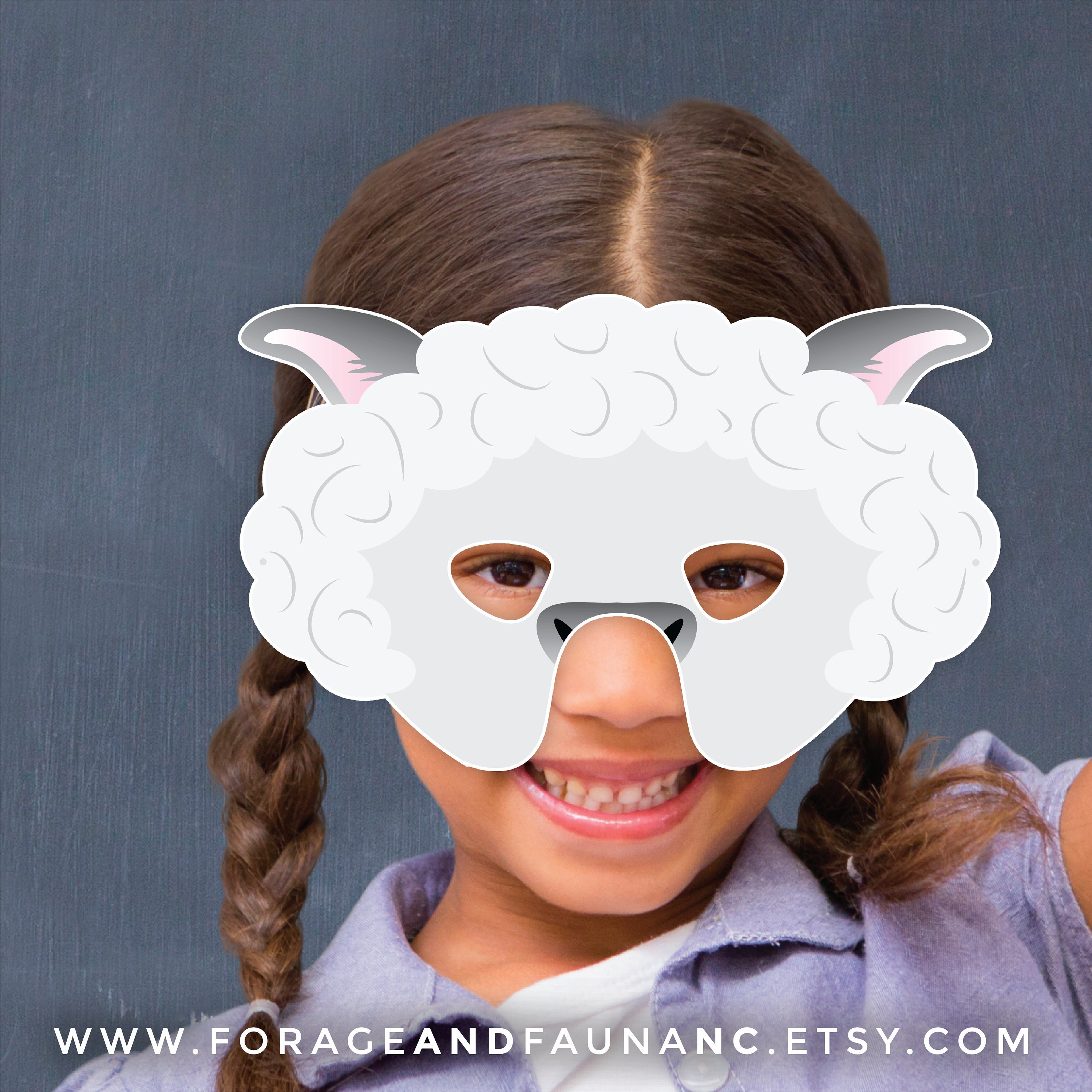 Printable White Sheep Mask Easter Mask Lamb Chop Lanolin Bo White Sheep ...