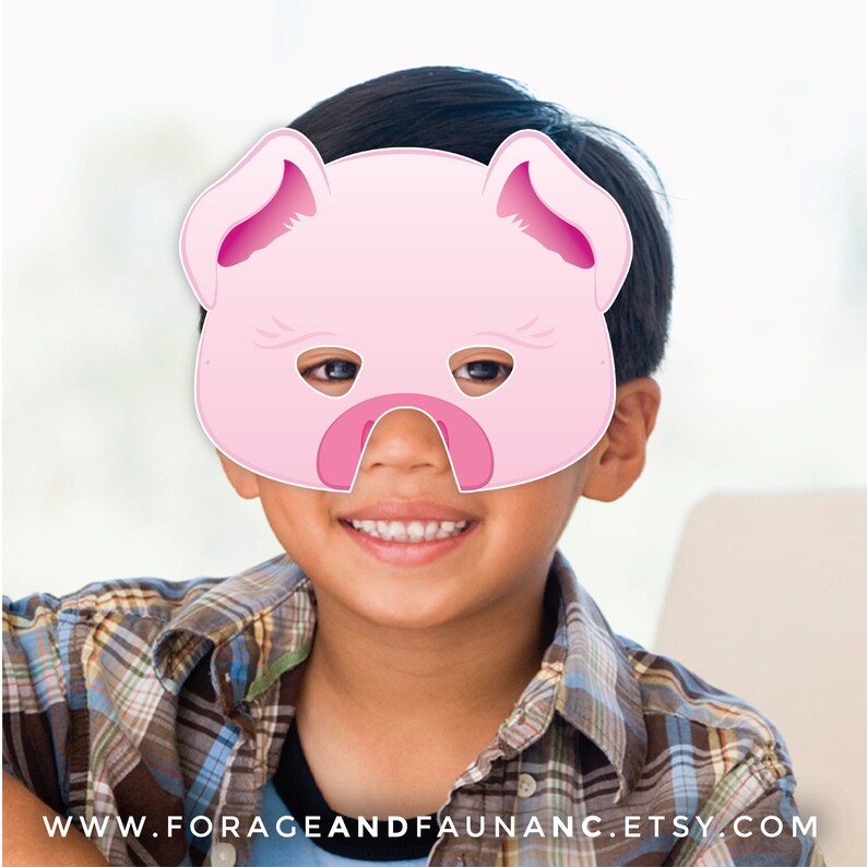 Pink Pig Printable Animal Mask Halloween Party Mask Chinese - Etsy