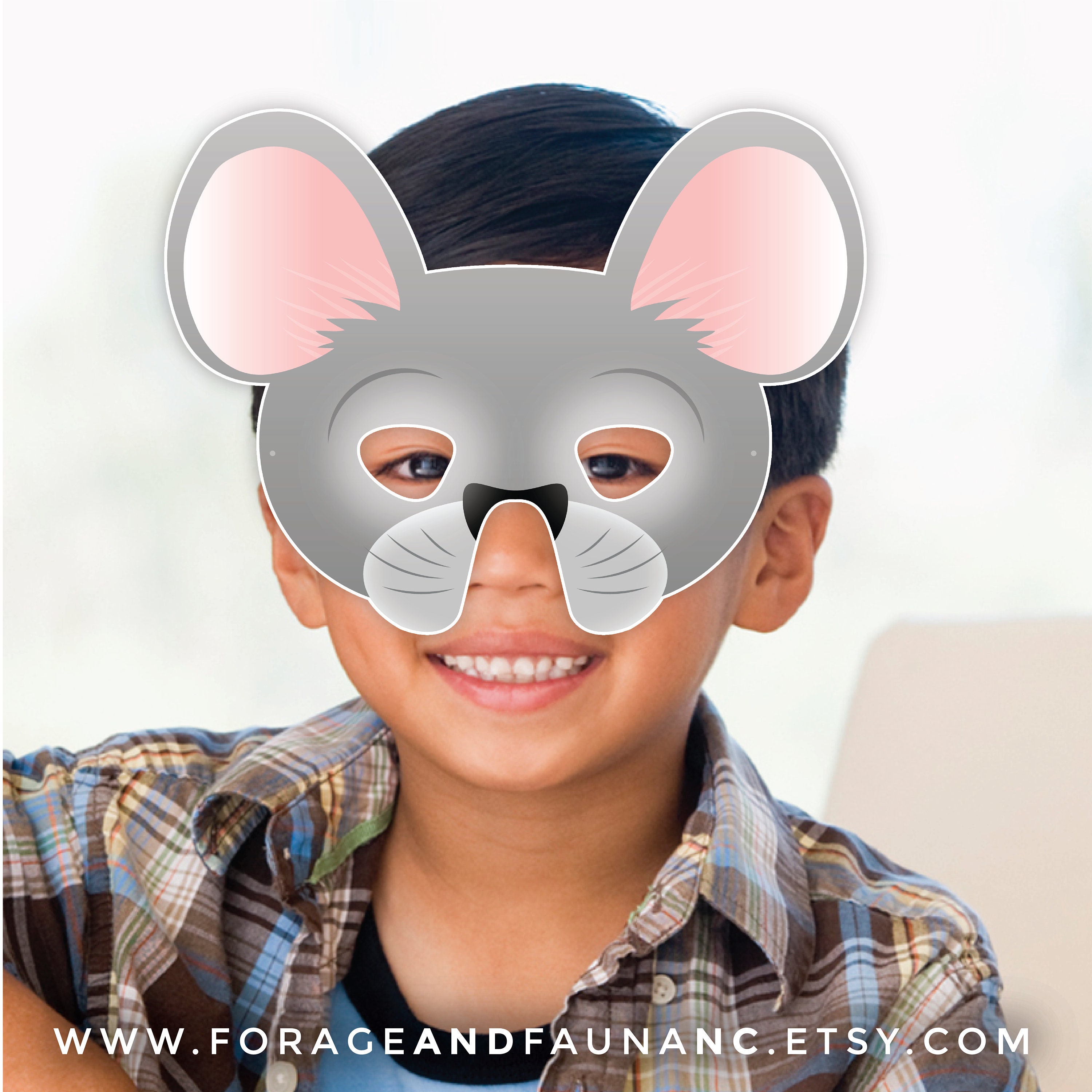 Mouse Printable Party Mask Gray Mouse Halloween Mask Party Prop Cute ...