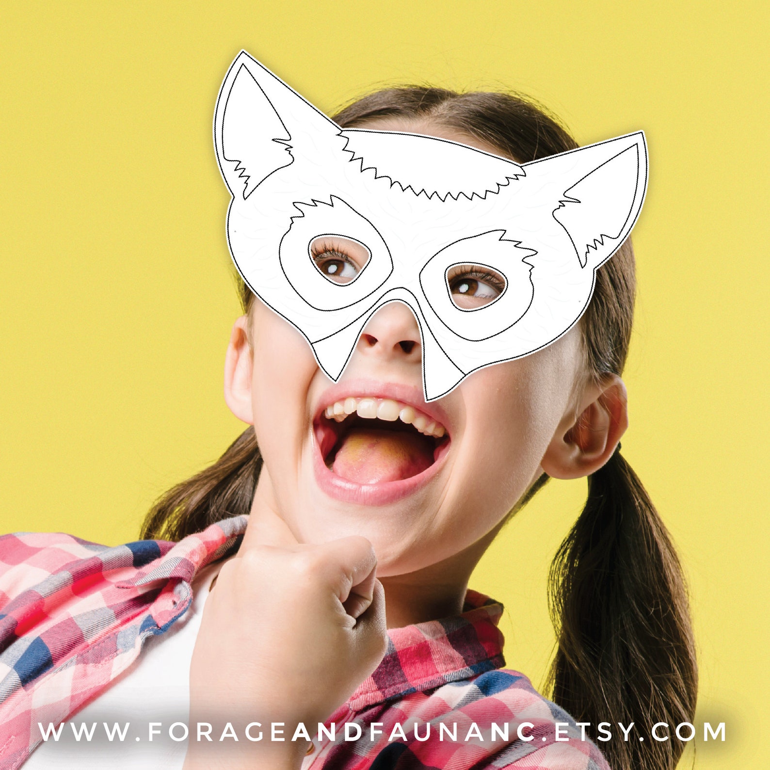 Lemur Mask Printable Coloring Book Page Animal Mask Birthday Party ...