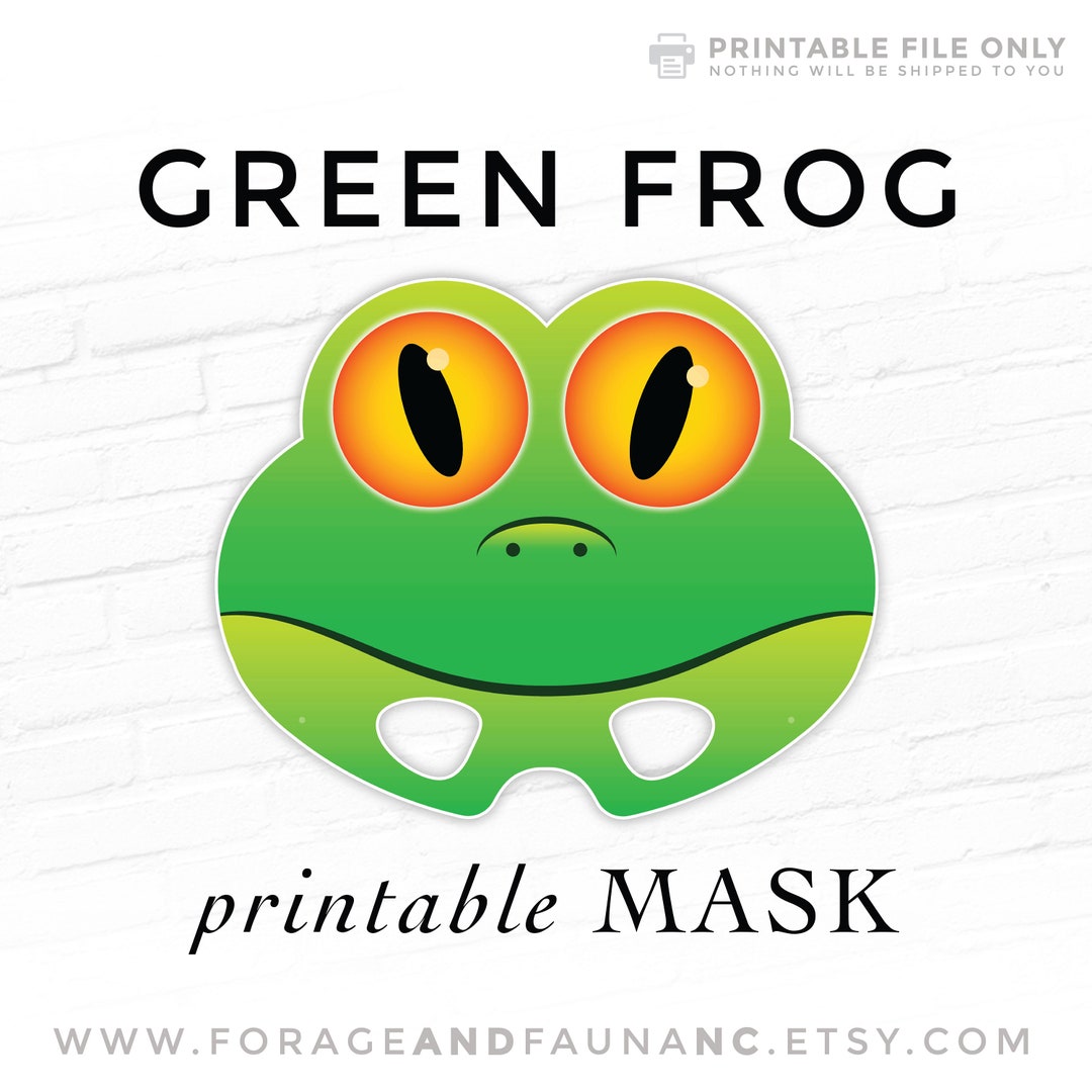 Green Frog Toad Printable Halloween Party Mask Costume Animal Photo ...
