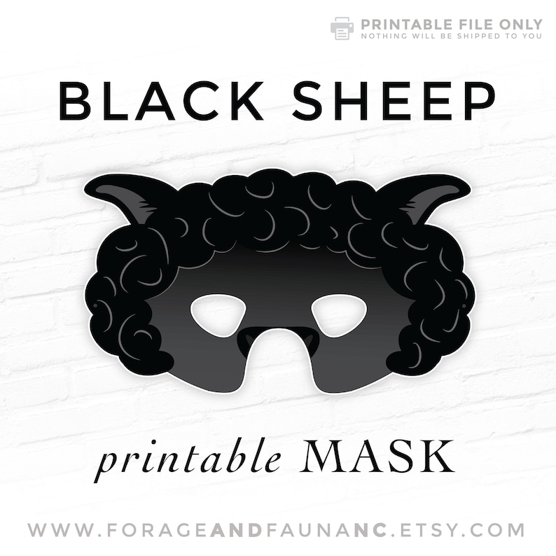 Black Sheep Printable Mask Living Nativity Easter Printable Lamb Black ...