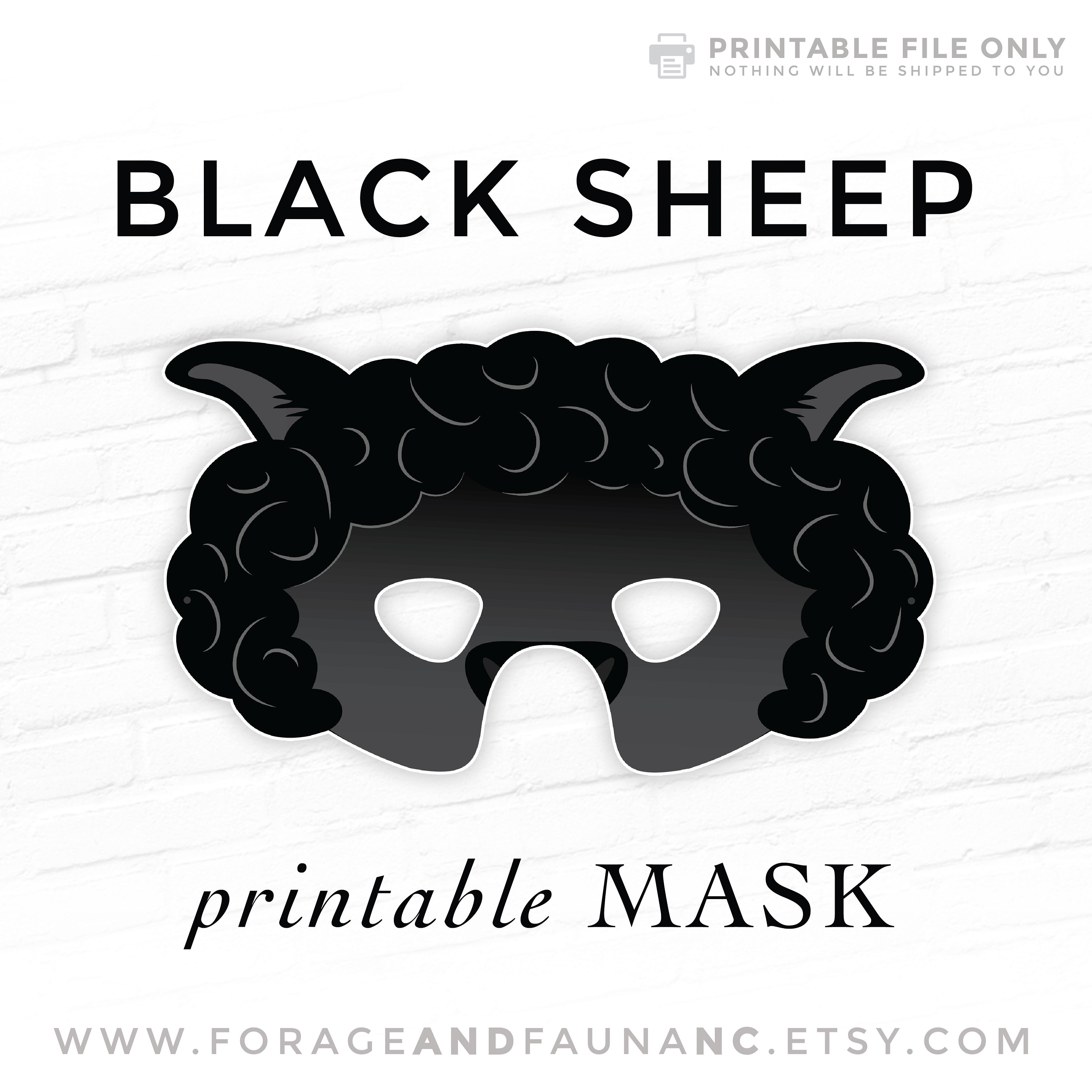 Black Sheep Printable Mask Living Nativity Easter Printable Lamb Black ...