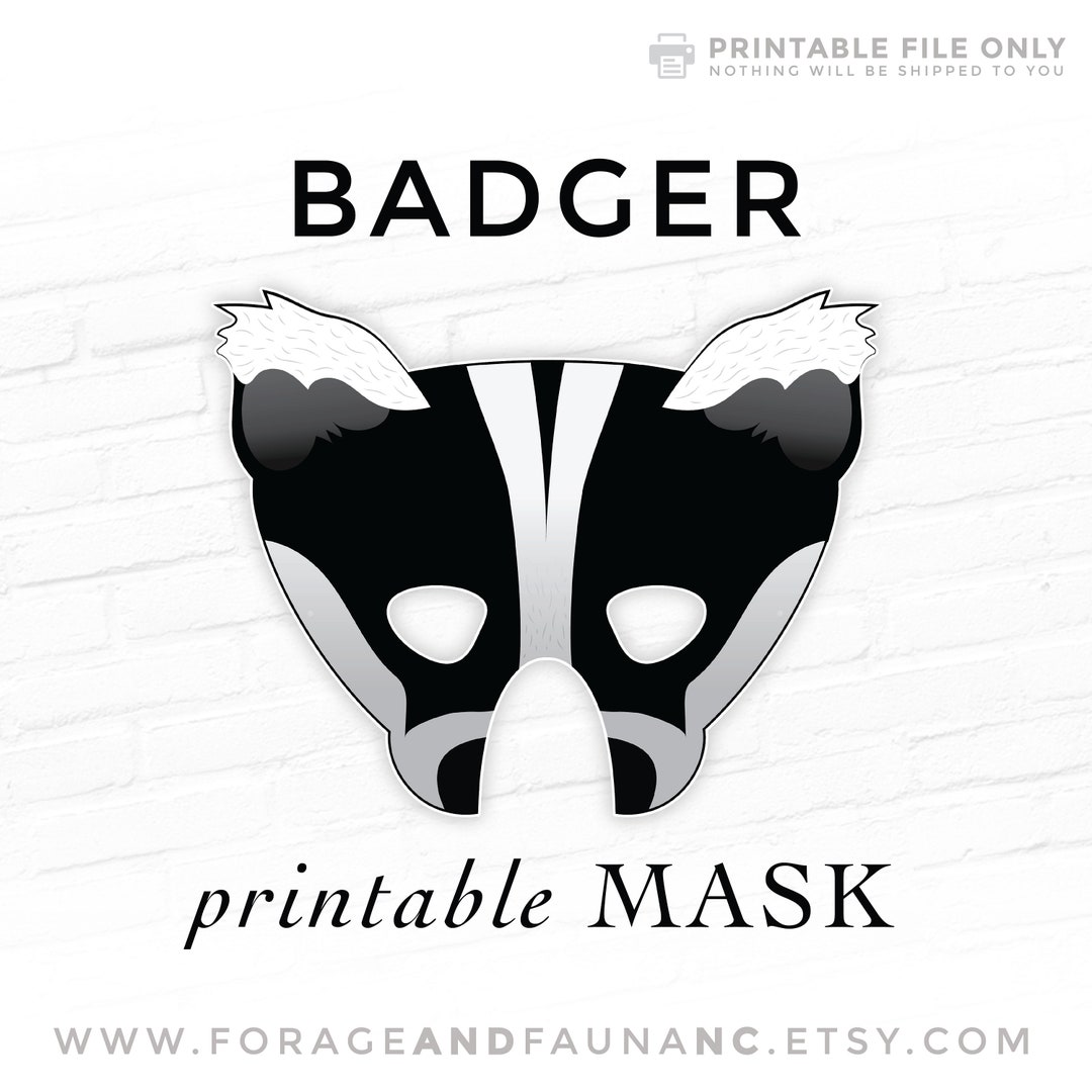 Badger Printable Mask Honey Bodger Costume Mustelid Halloween Party ...